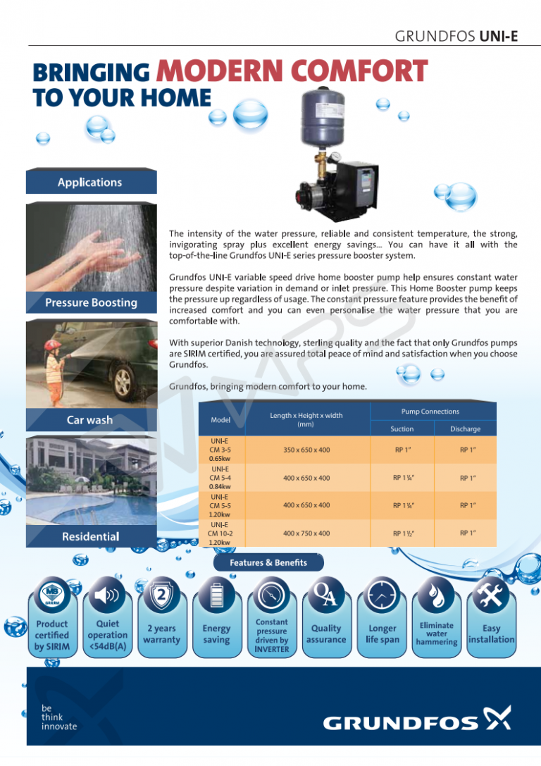 Grundfos Uni-E CM Variable Speed Water Pump (Inverter Pump) Malaysia